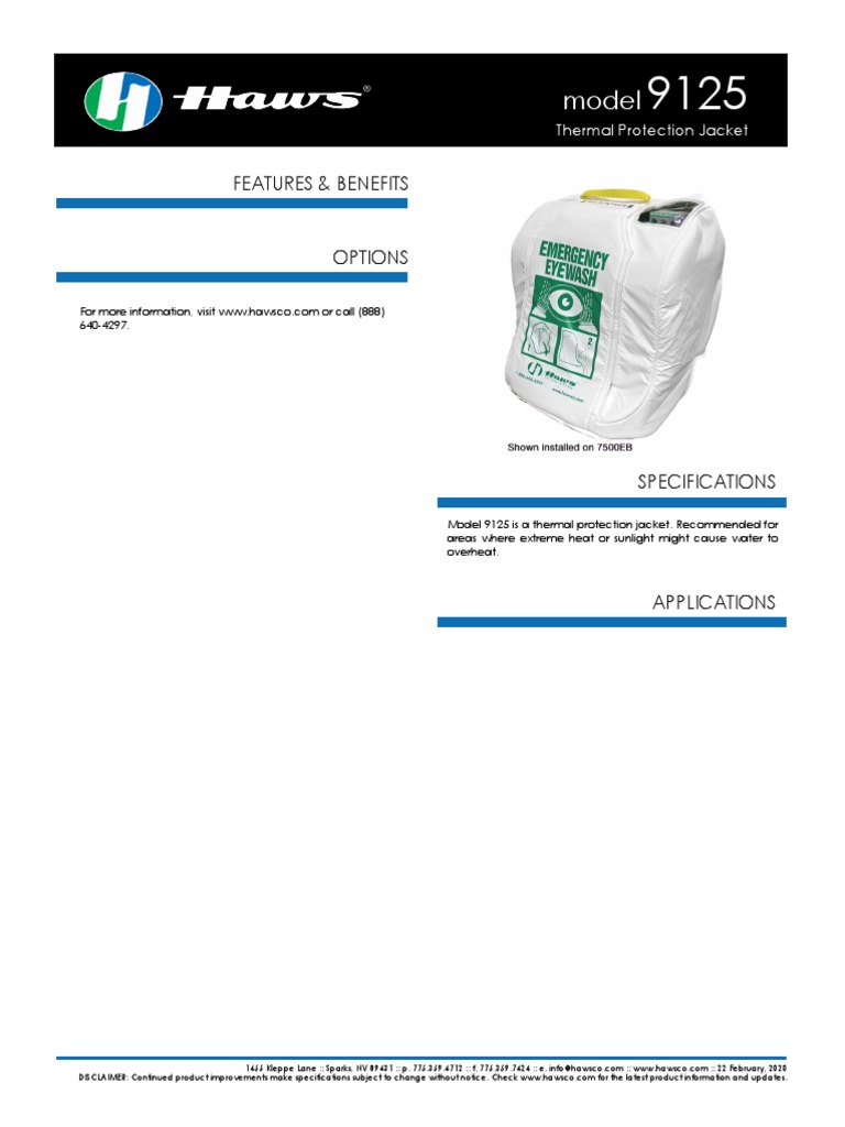 Haws Model 9125 Specsheet PDF | PDF