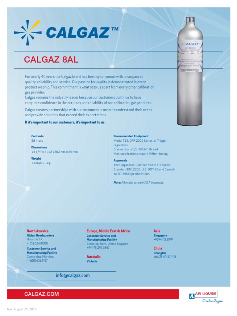 Calgaz 8al 1 | PDF | Calibration