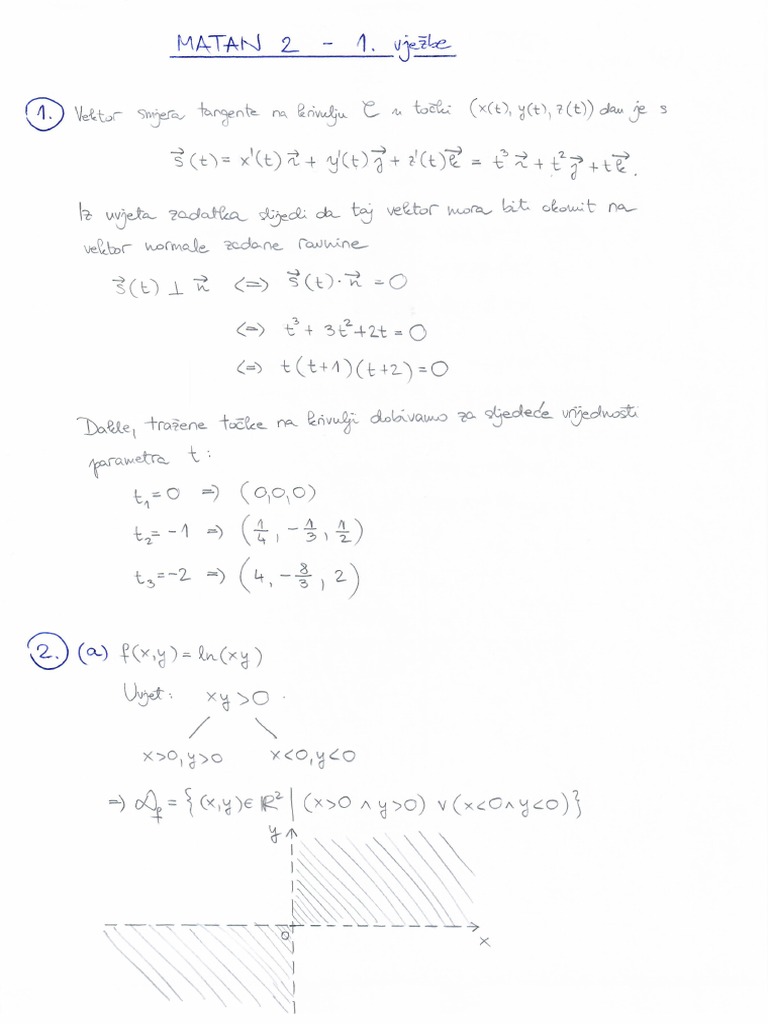 MATAN 2 - Auditorna Vježba - 01 - Rješenja | PDF