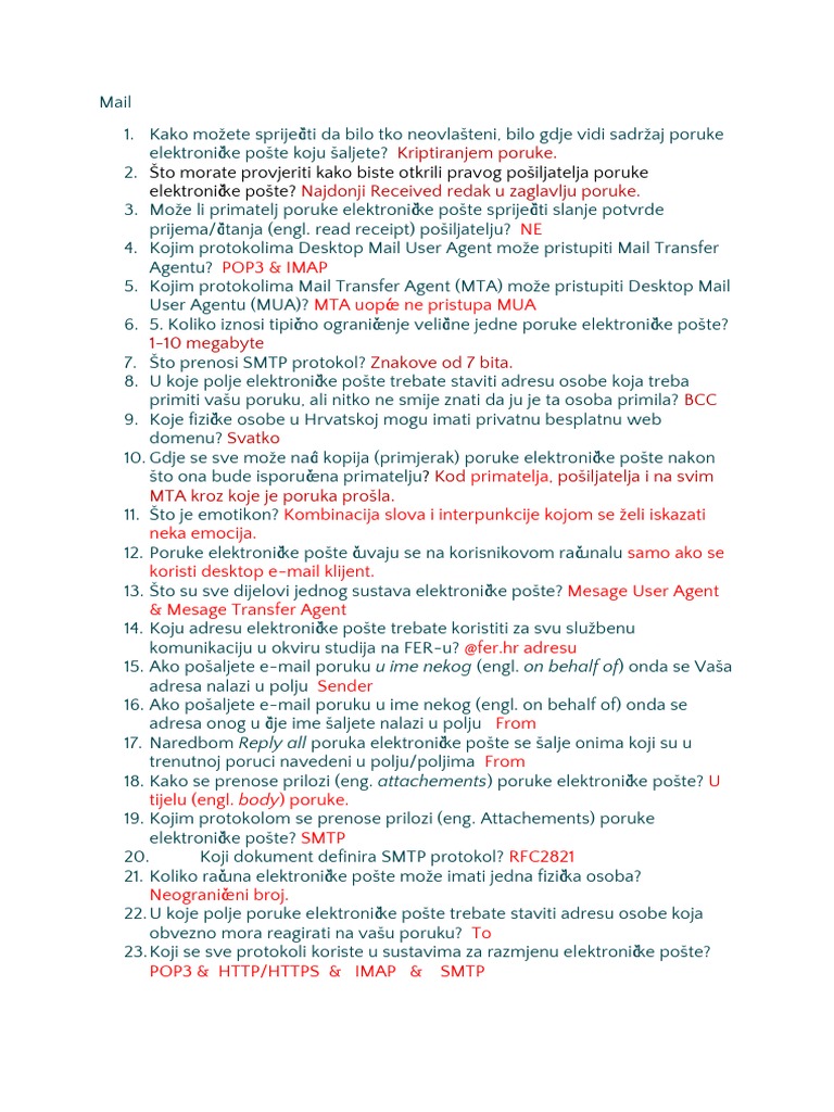 VJEKOM 2021-22 Vjezba Kvizovi | PDF