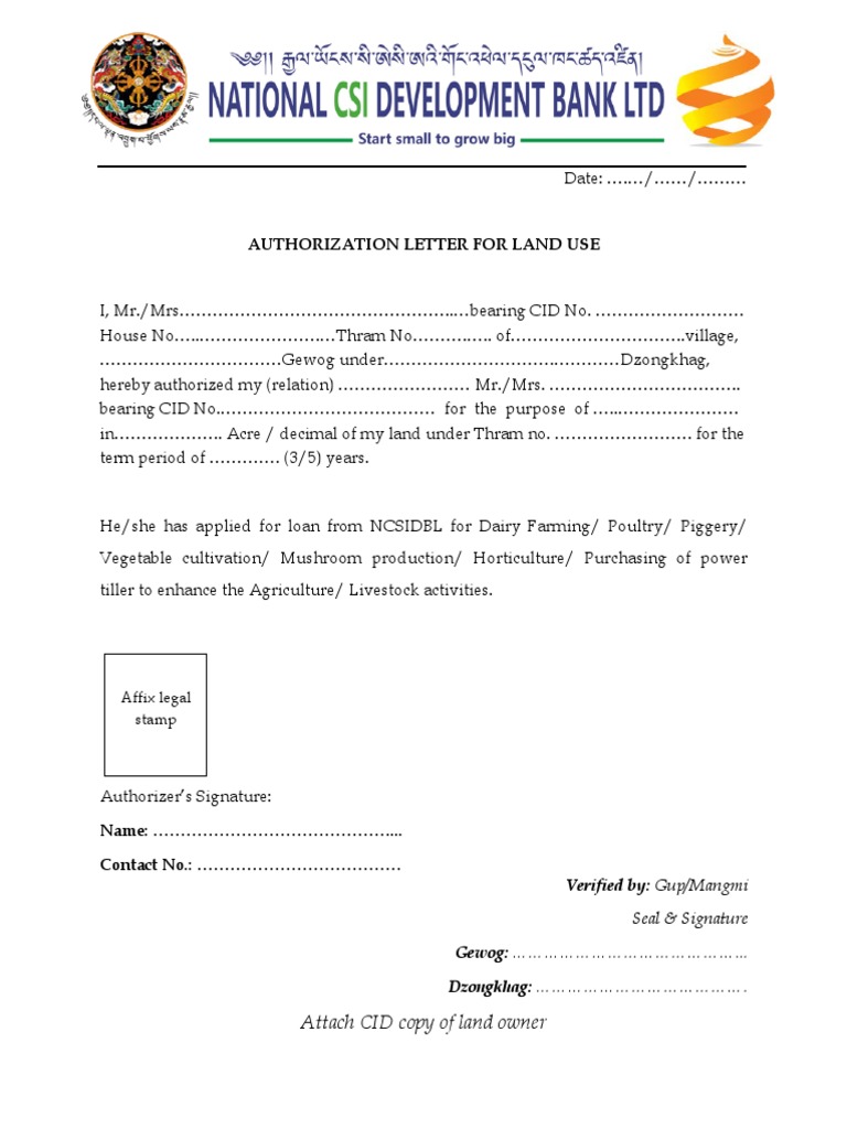 Authorization Letter For Land Use | PDF