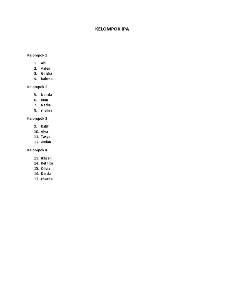 Kelompok Ipa | PDF