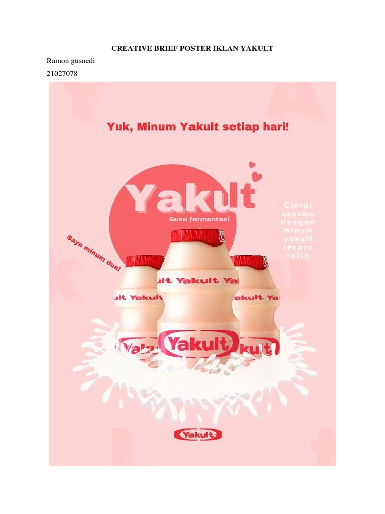 Creative Brief Poster Iklan Yakult Ramon Gusnedi 21027078 | PDF