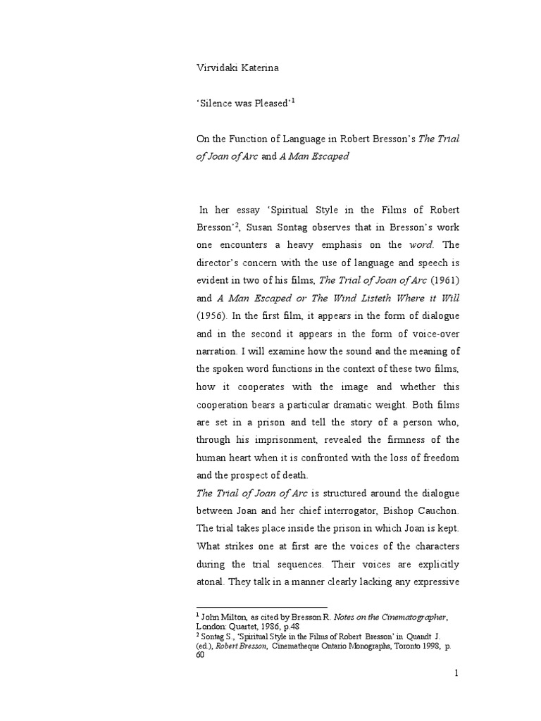 Silence Was Pleased On The Function of L | PDF | Speech | Thought