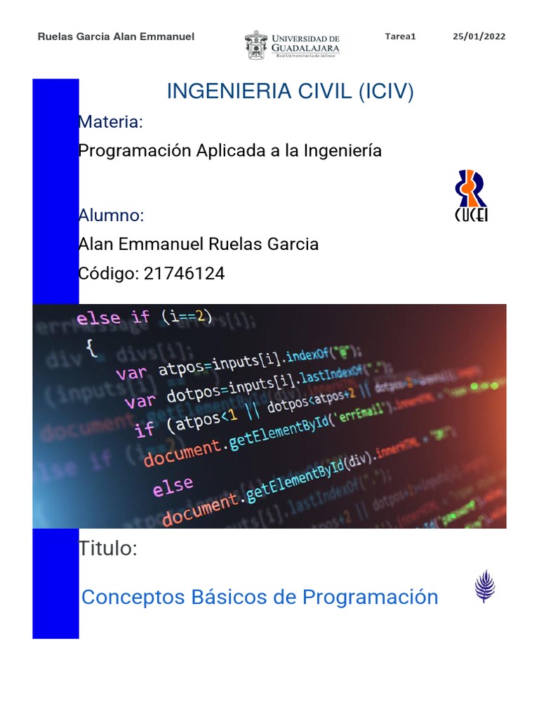Conceptos Básicos de Programación Tarea 1 de Programacion | PDF | Programación | Programa de ...