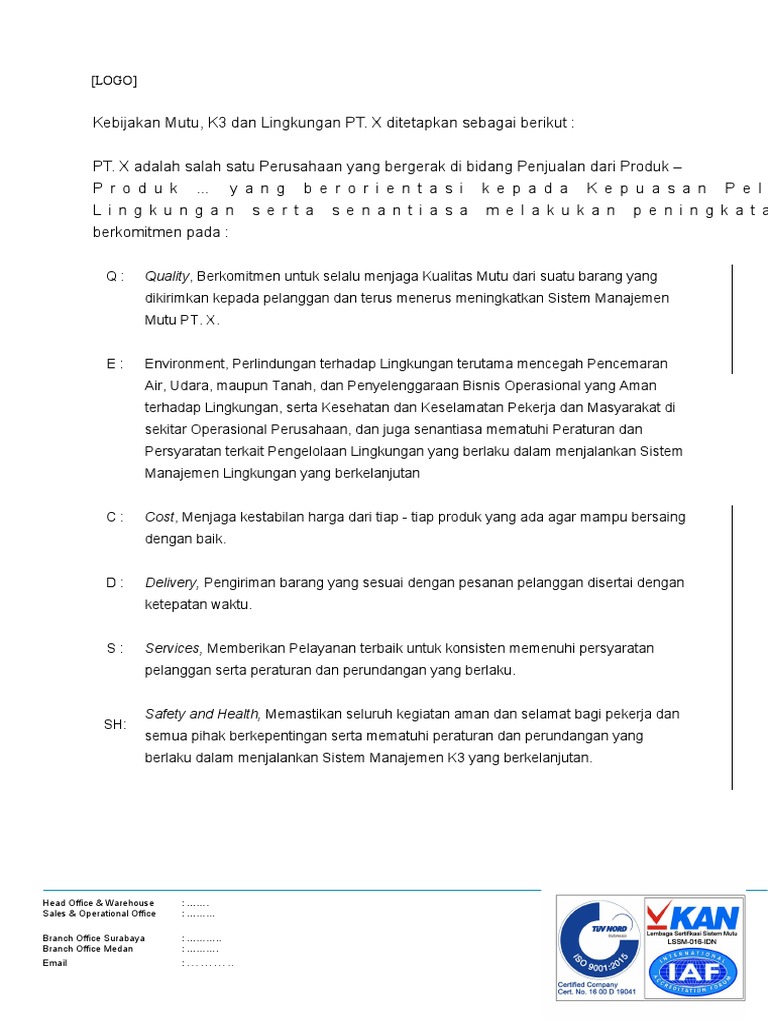 Contoh 3 - Kebijakan MK3L | PDF