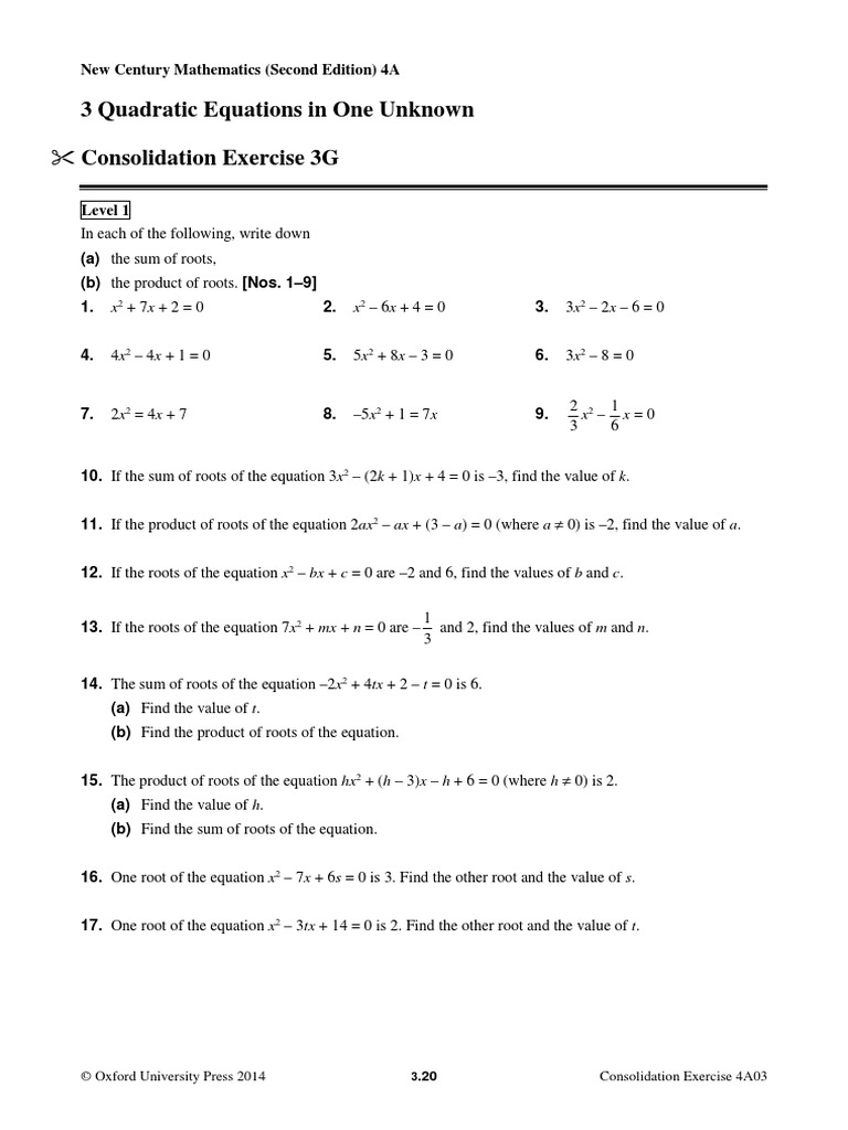 53-Consolidation Exercise 3G | PDF | Mathematical Analysis | Equations