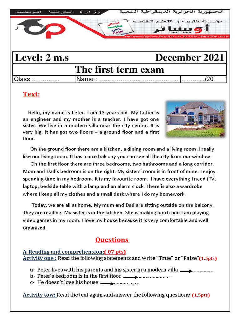 Dzexams 2am Anglais 1214558 | Download Free PDF | Bedroom | Room