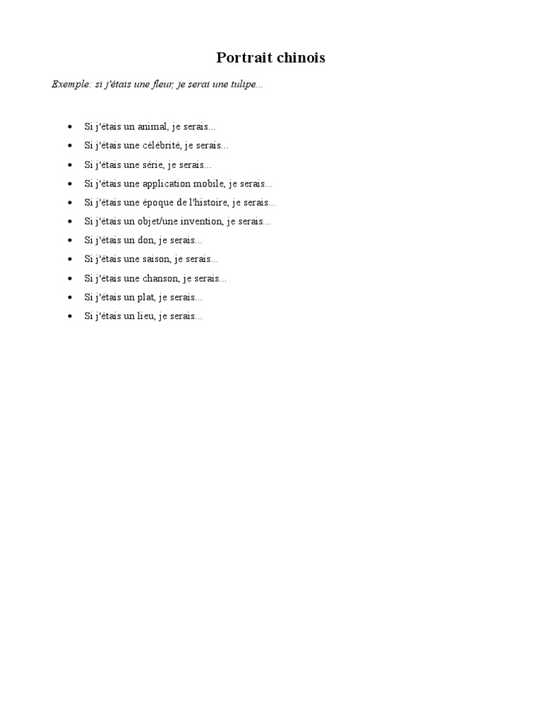 Portrait Chinois | PDF