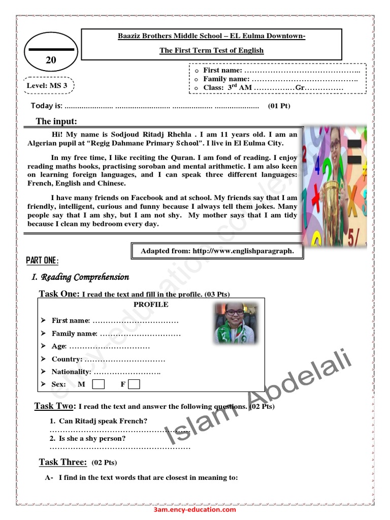 Dzexams 3am Anglais 2191895 | PDF | Human Communication | Learning