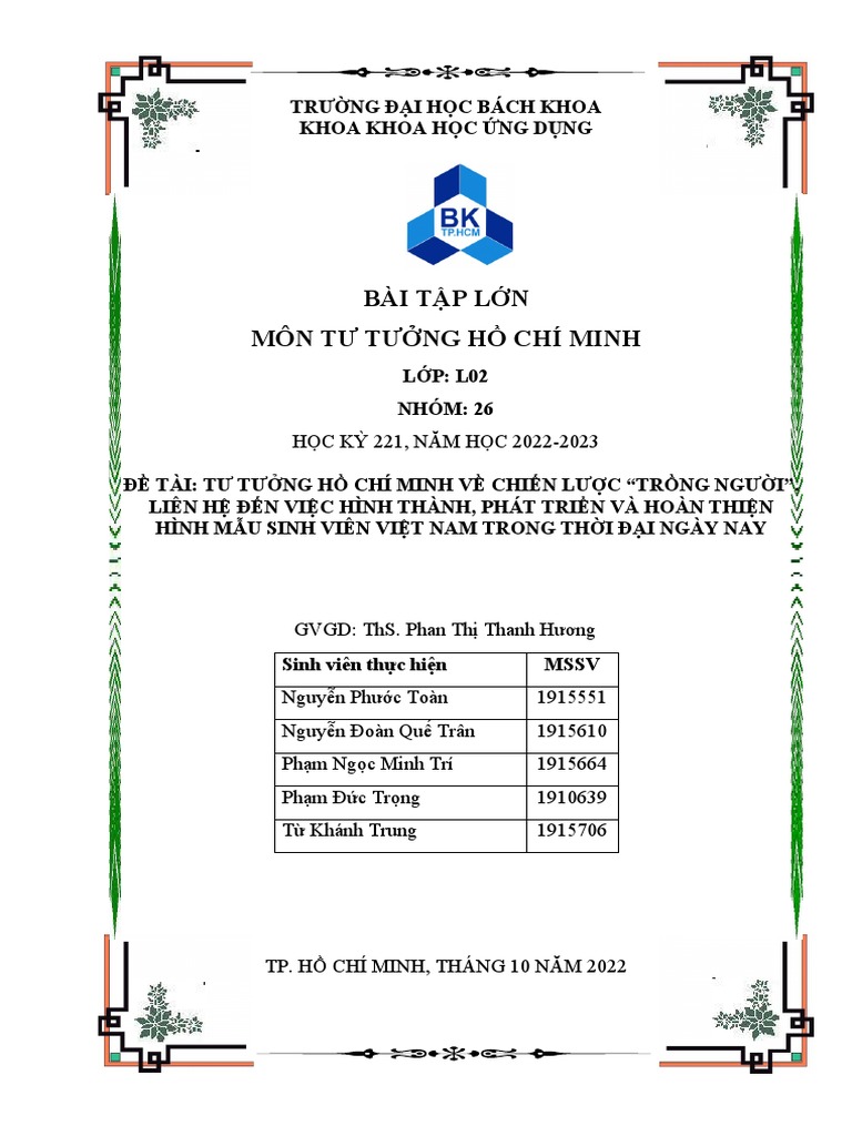 BTL HOÀN CHỈNH - LỚP L02 - NHÓM 26 - ĐỀ TÀI 4 | PDF