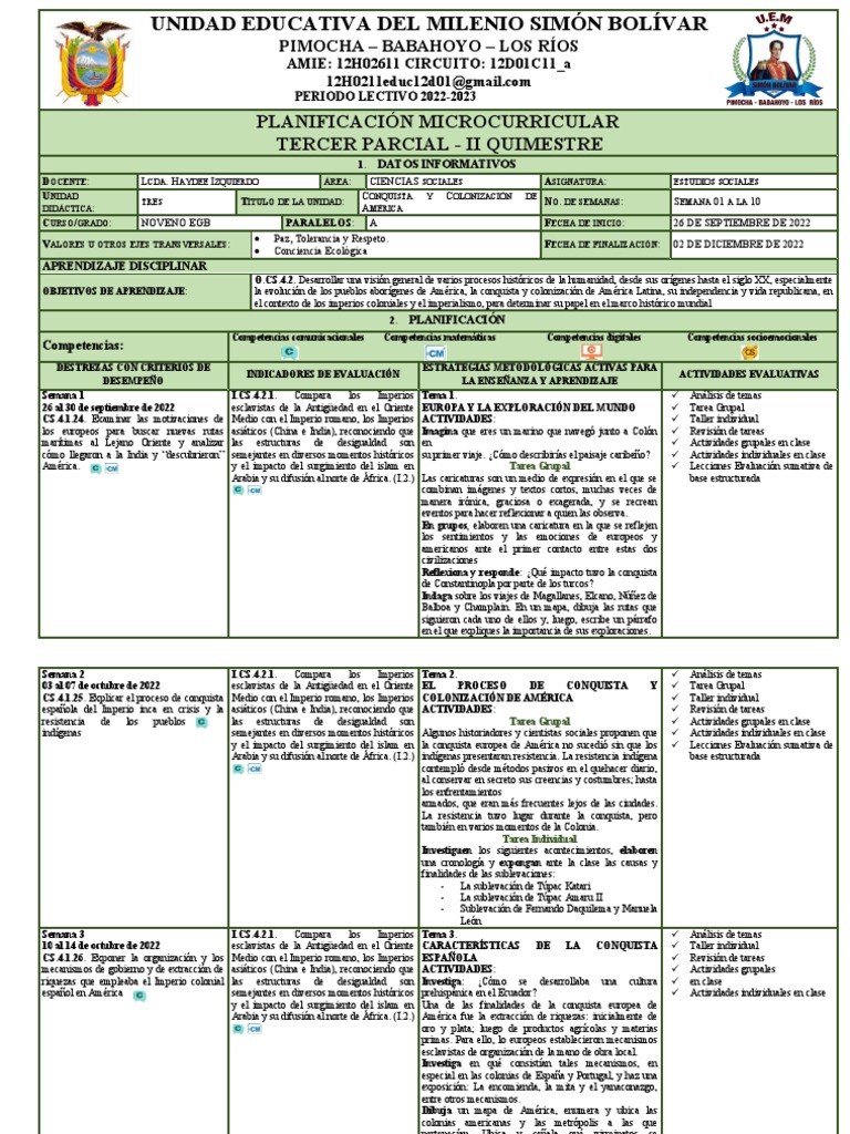 PUD 9no EESS 3PARCIAL 2022 | PDF | Aprendizaje | Américas