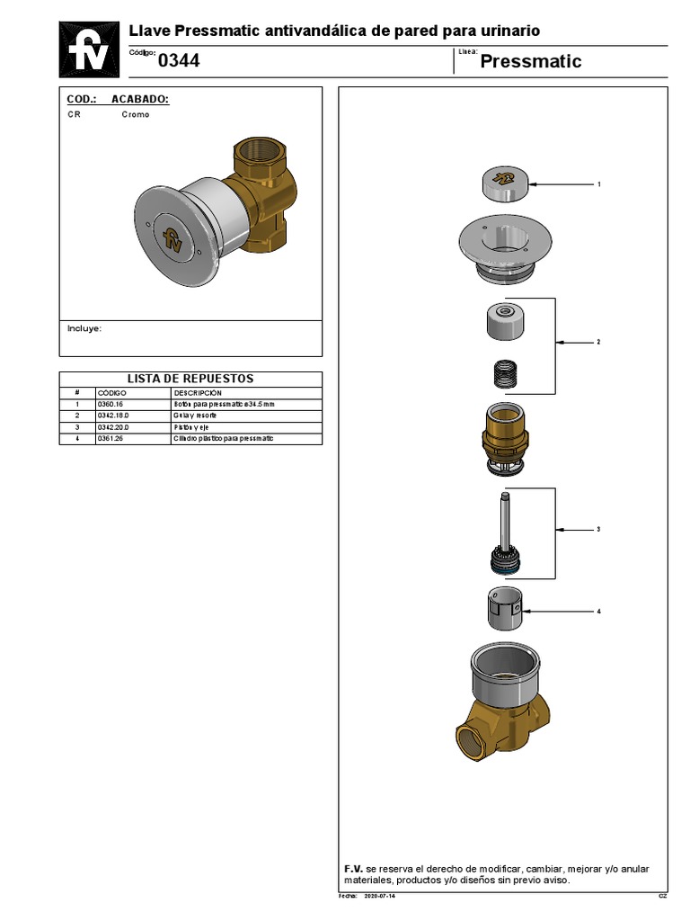 Llave Pressmatic Antivandálica 0344 | PDF