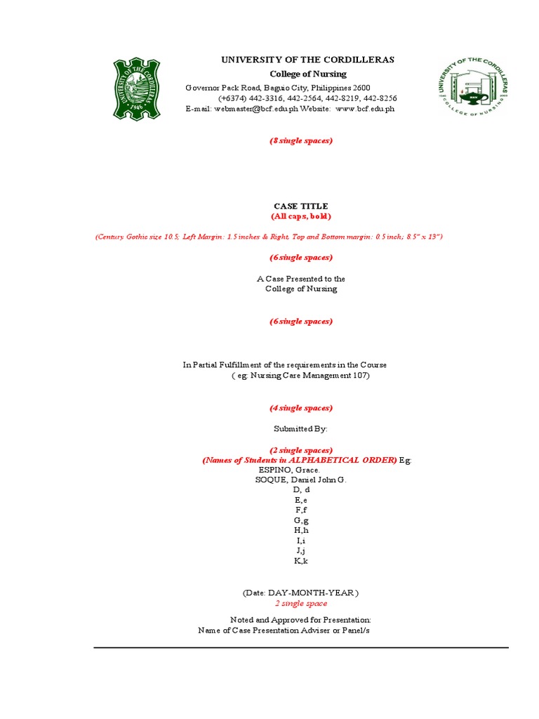 NCM Case Presentation FORMAT Case Presentation Report | PDF