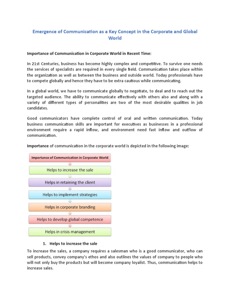 Emergence of Communication As A Key Concept in The Corporate and Global ...