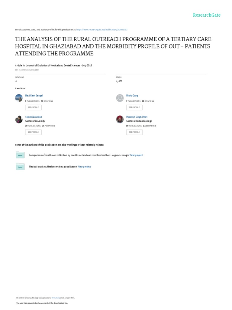 The Analysis of The Rural Outreach Programme of A | PDF | Patient | Clinic