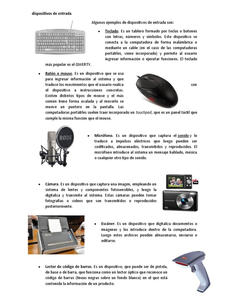 Dispositivos de Entrada: Ejemplos y Tipos | PDF | Periférico | Hardware ...