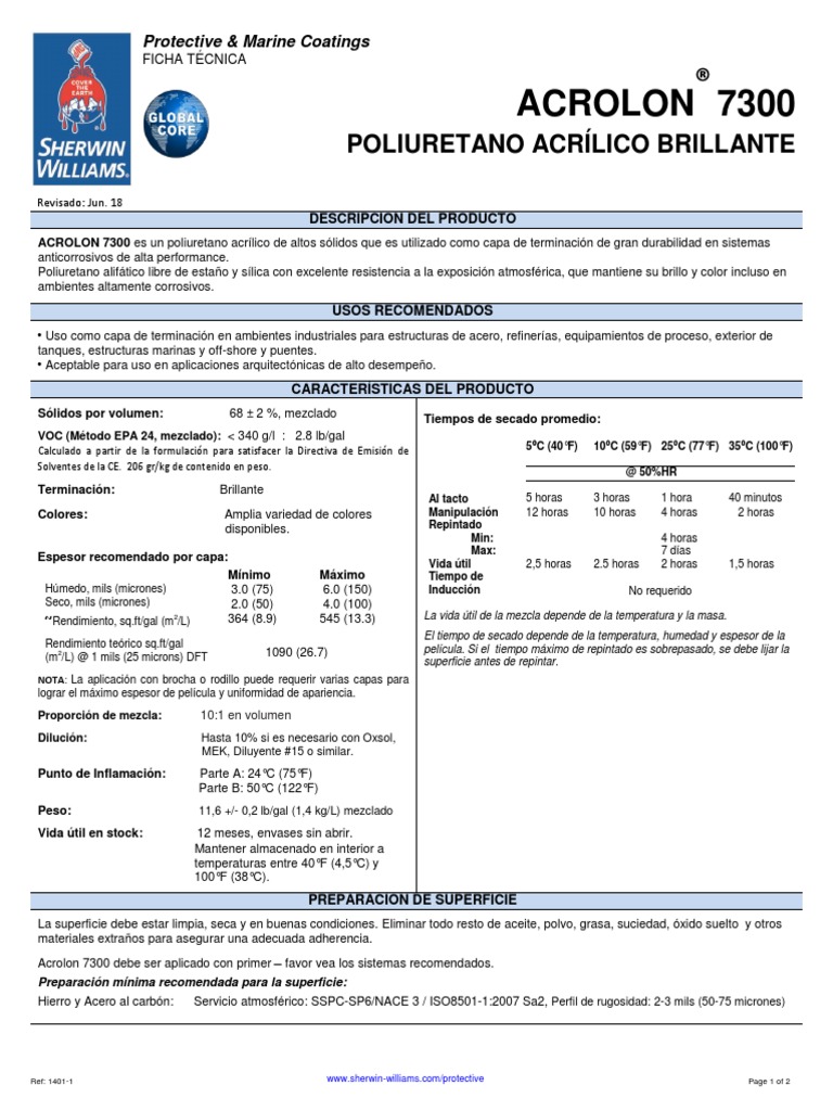 Ficha Acrolon 7300 | PDF