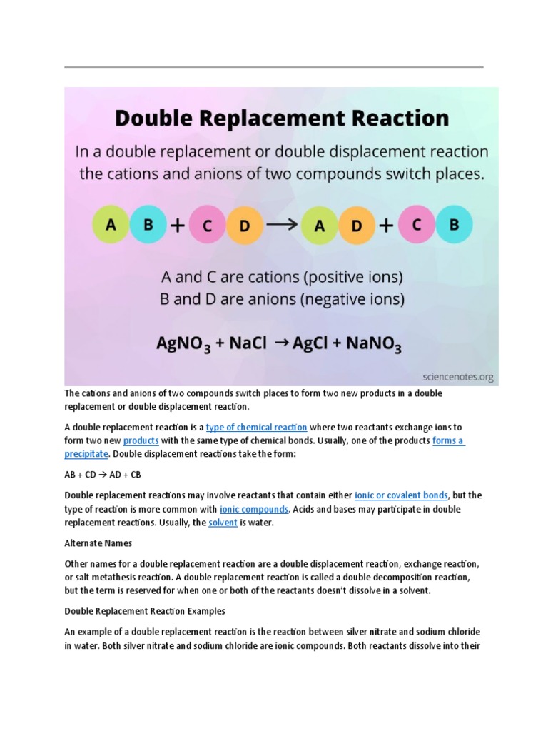 Double Decomposition | PDF | Chemical Reactions | Precipitation (Chemistry)