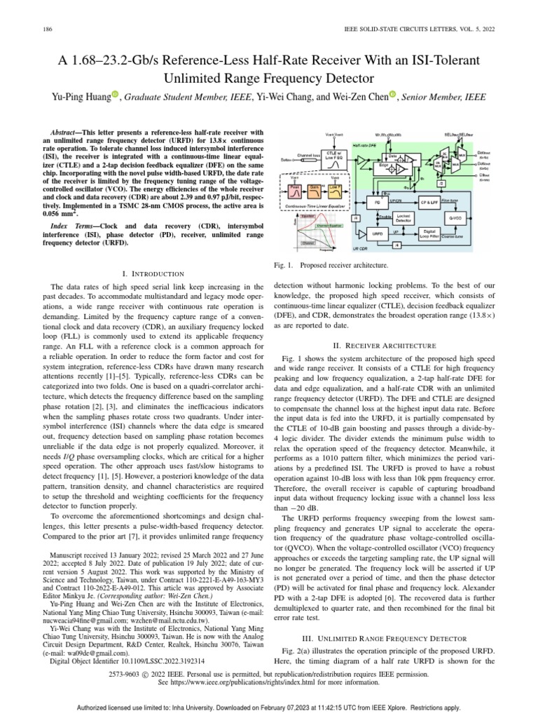 Reference-Less Half-Rate Receiver Design | PDF | Detector (Radio ...