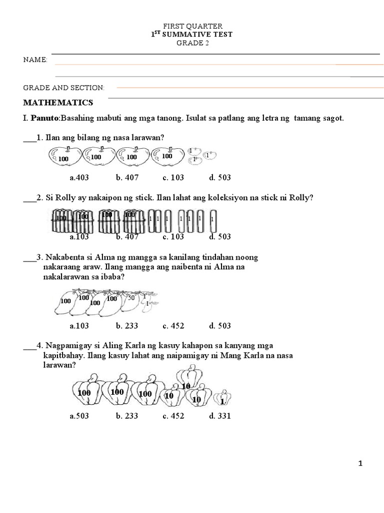 Fisrt Summative Test New | PDF