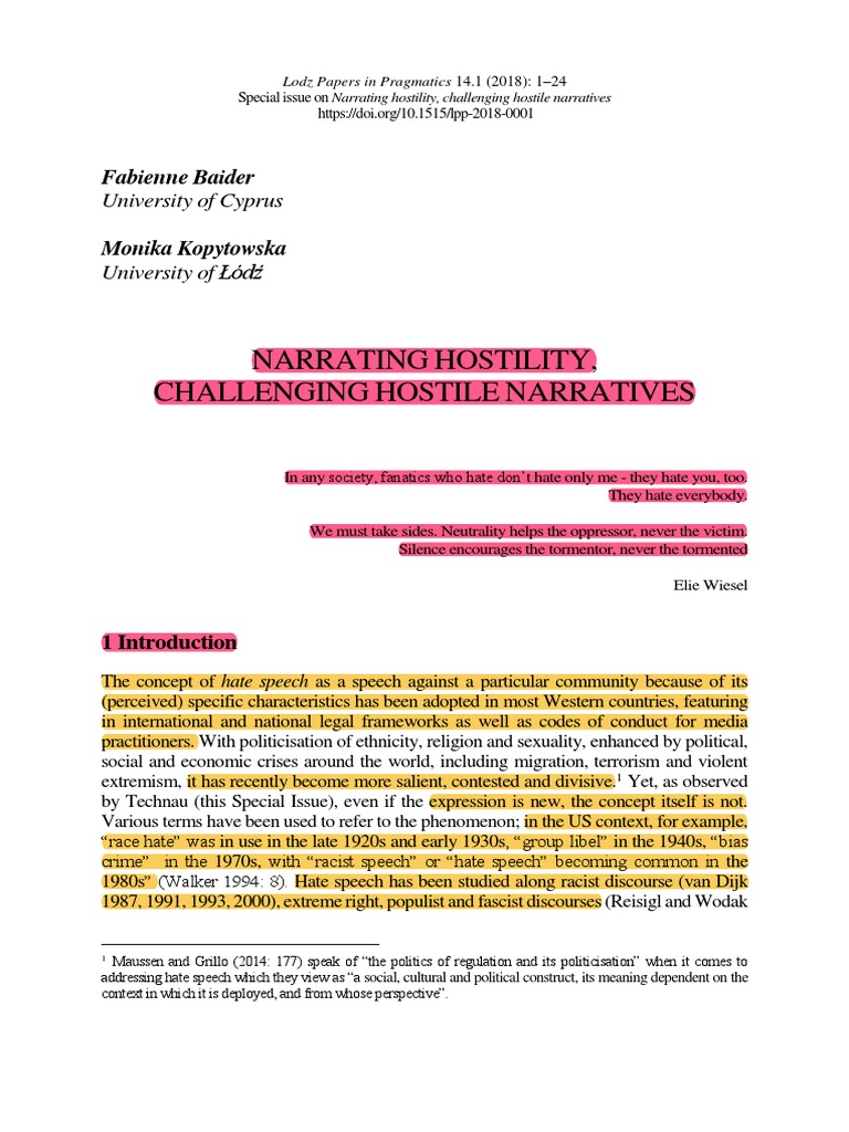 Challenging Hostile Narratives | PDF | Hate Speech | Hatred
