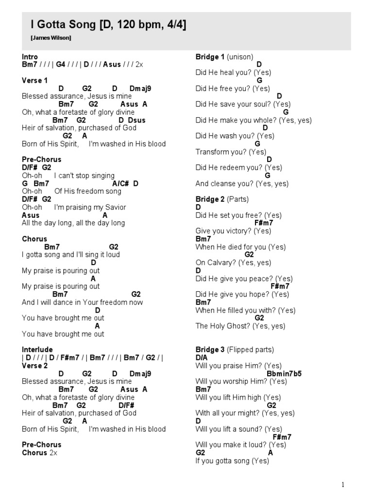 I Gotta Song - D | PDF | Song Structure