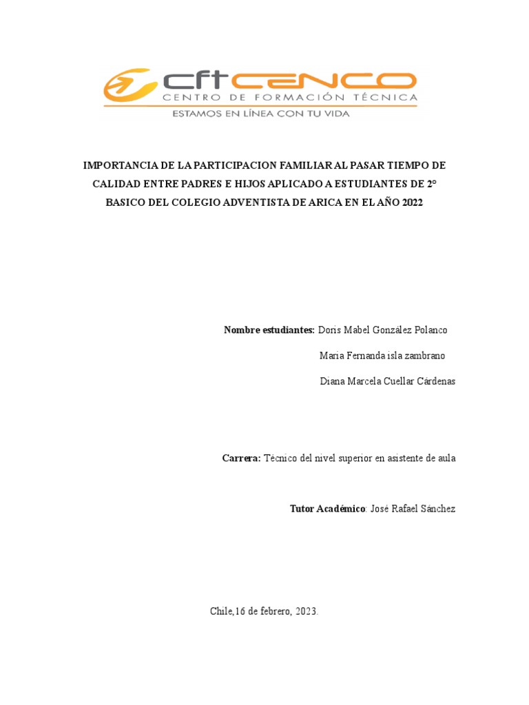 Proyecto de Título Parte I, II Y III - Tarea 2 | PDF | Enseñando ...
