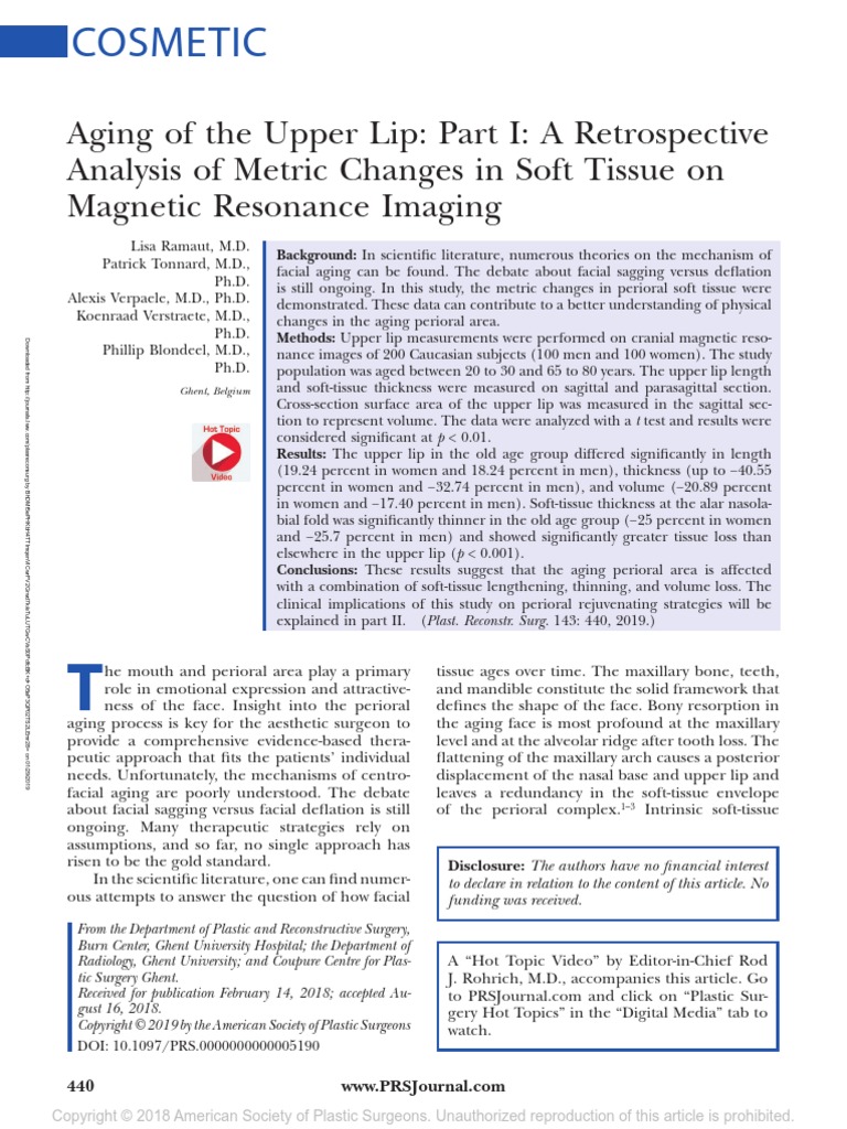 Aging of The Upper Lip: Part I: A Retrospective Analysis of Metric ...