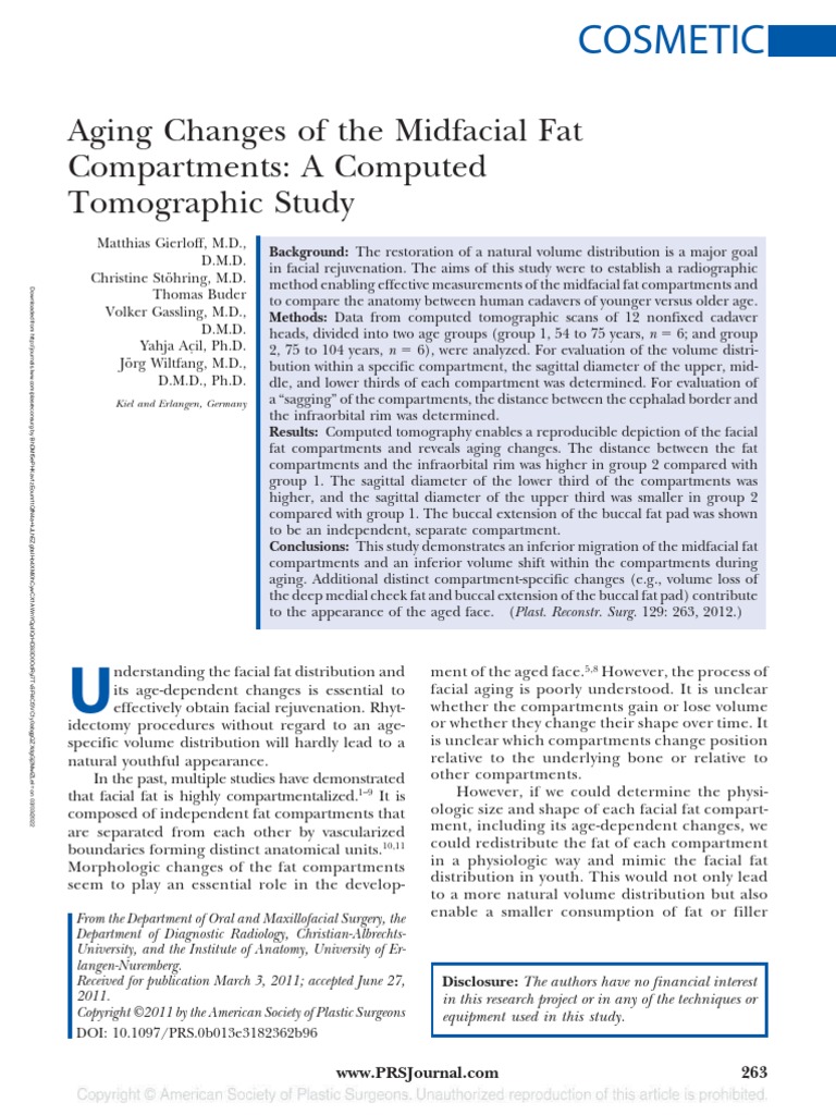 Aging Changes of The Midfacial Fat Compartments A.45 | PDF | Human Head ...