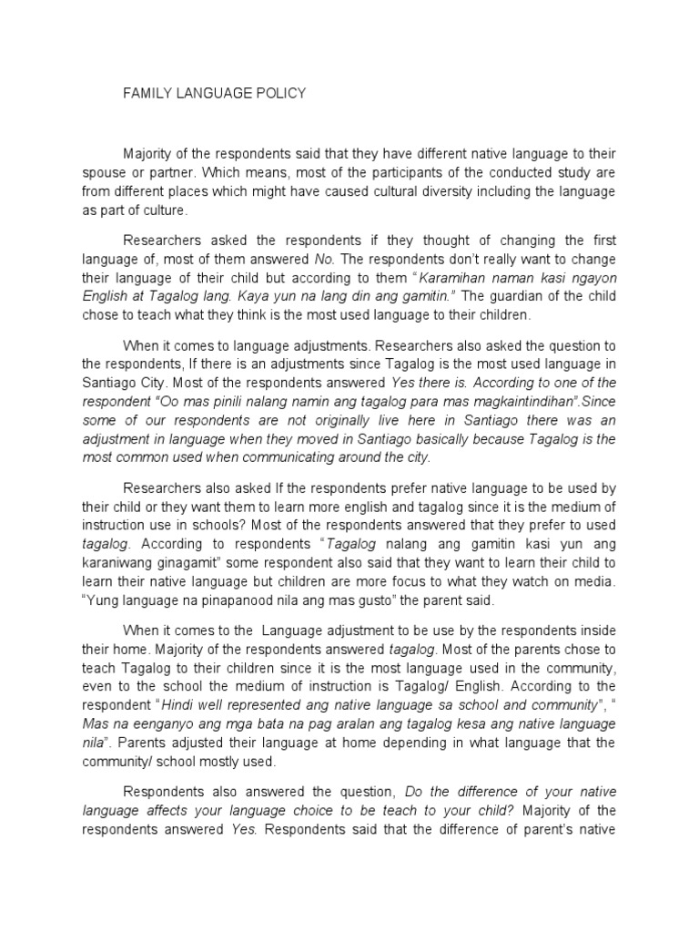 FAMILY-LANGUAGE-POLICY (1) | PDF | Tagalog Language | Cultural Assimilation