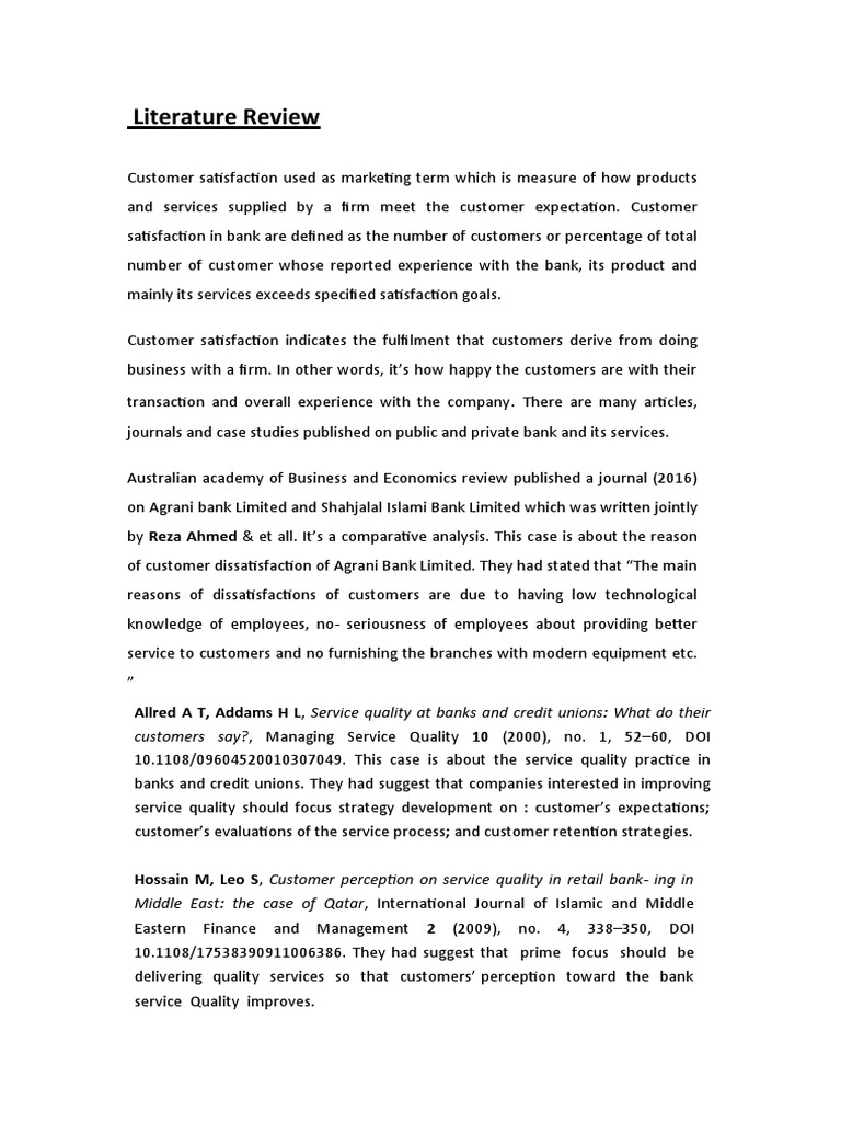 Literature Review | PDF | Customer Satisfaction | Customer