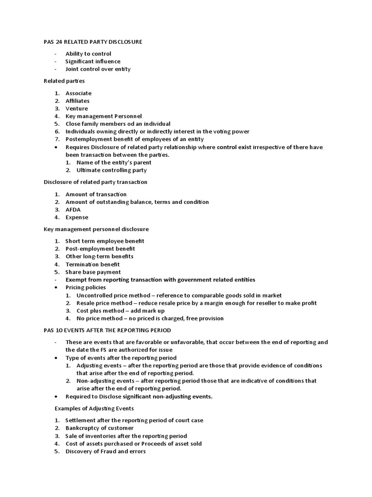 Pas 24, Pas 10, PFRS 5 | PDF | Cost | Prices