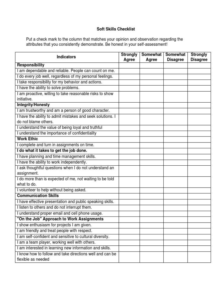 Soft Skills Checklist | PDF