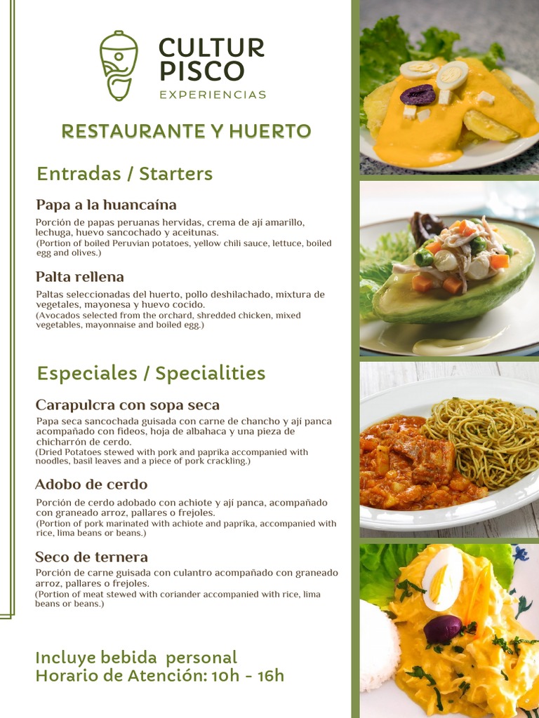 Menú del Día en Restaurante y Huerto | PDF | Cocina, comidas y vino