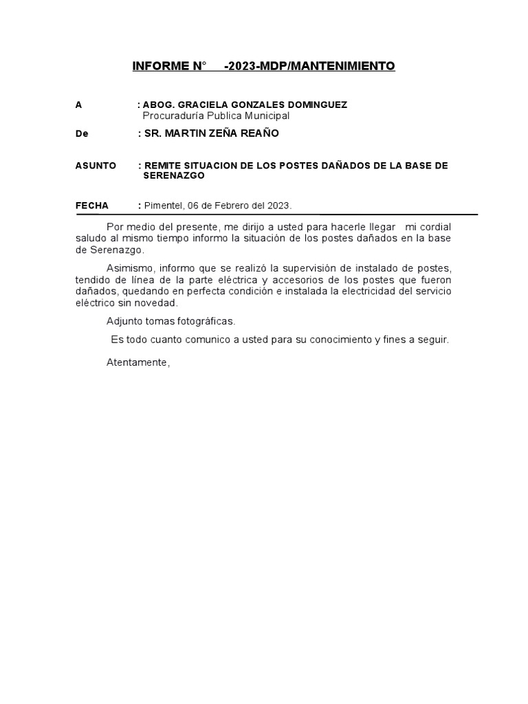 Informe #001 - Zeña | PDF