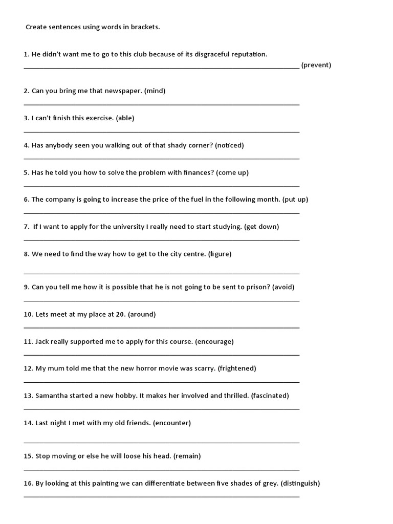 Sentence Transformation Exercises | PDF