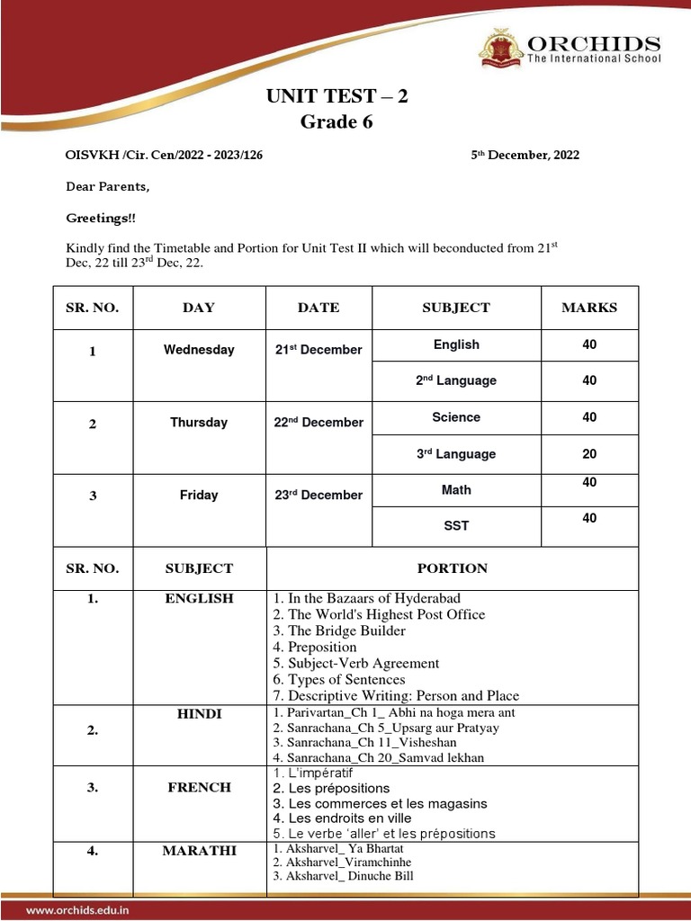 G6 Unit Test - 2 2022-23 | PDF | Linguistics