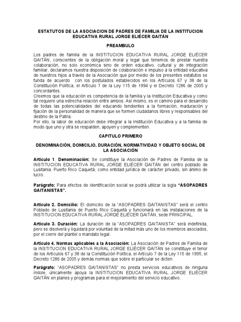 Estatutos Padres de Familia 2023 | PDF | Presupuesto | Institución