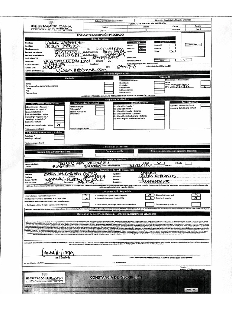 Formato Matrícula | PDF