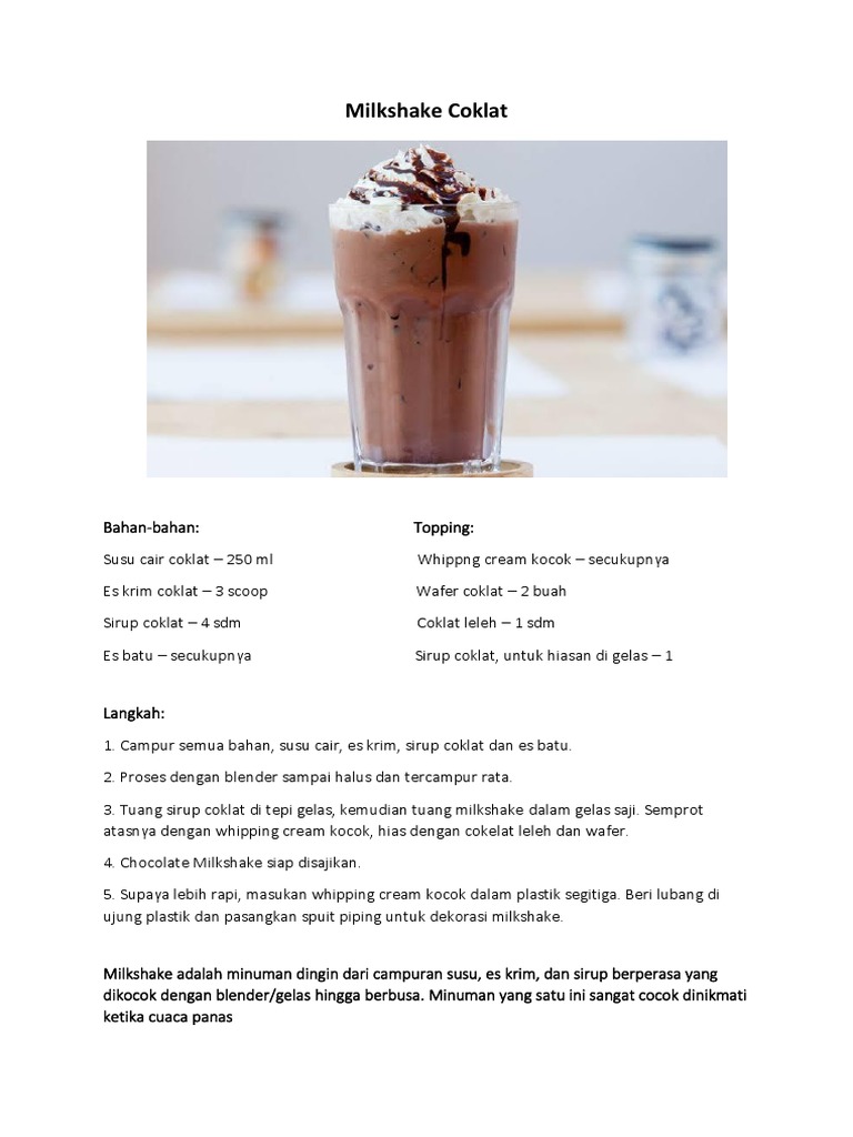 Cara Membuat Milkshake | PDF