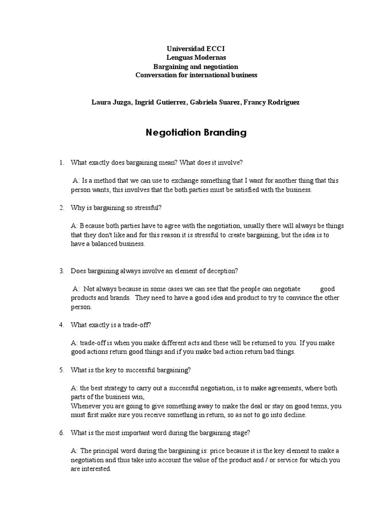 Preguntas Conversation | PDF | Negotiation | Bargaining