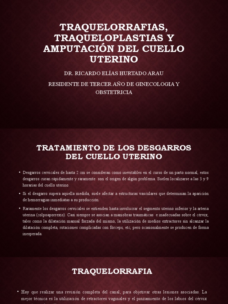 Traquelorrafias, Traqueloplastias y Amputación Del Cuello Uterino | PDF ...