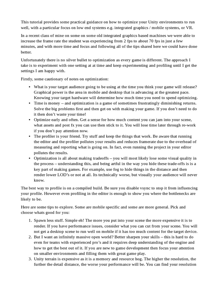 Terrain Optimization | PDF | Texture Mapping | Unity (Game Engine)