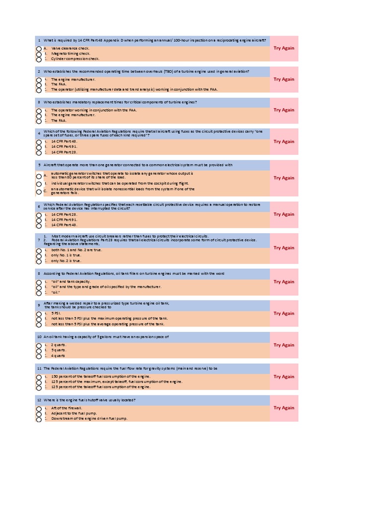 GACA Multiple Choice Questions XX | PDF | Federal Aviation ...