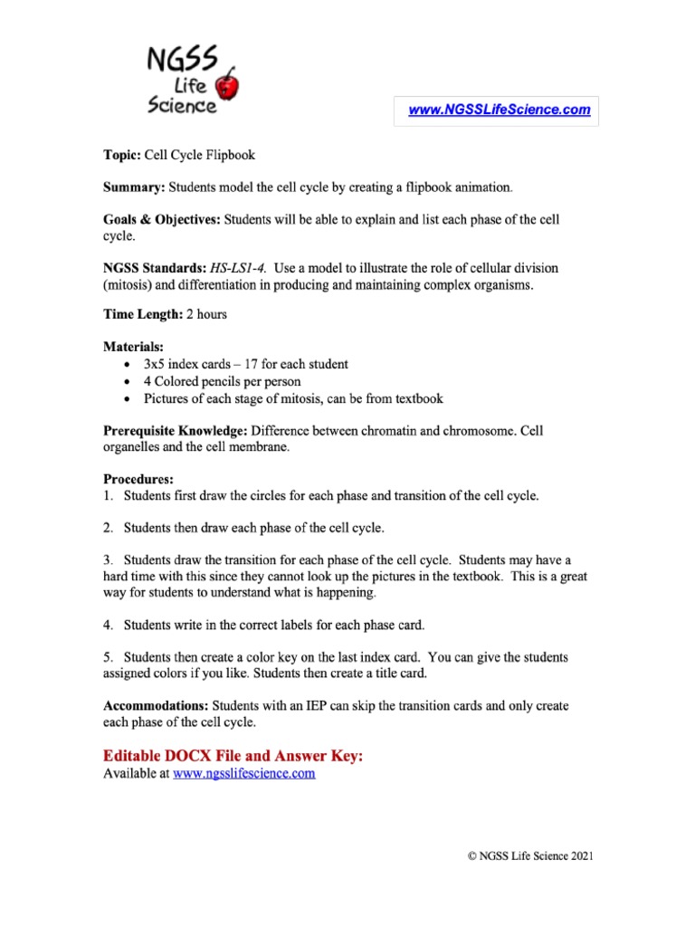 Cell Cycle Flipbook | PDF