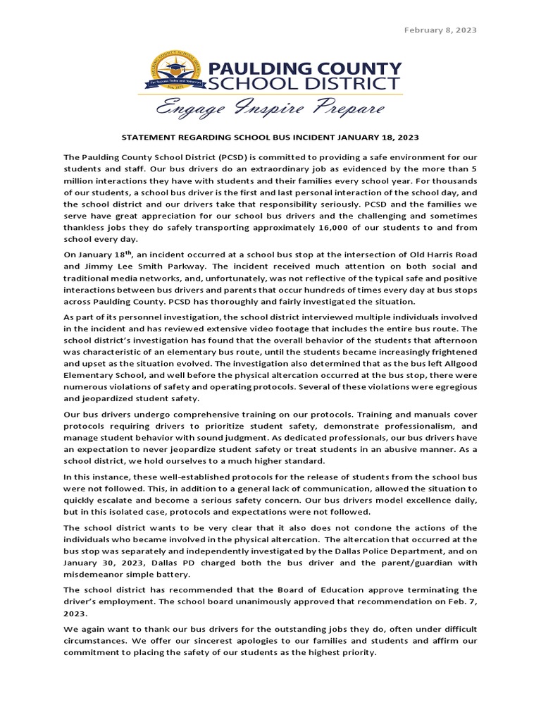 Bus Statement 020823 | PDF | School Bus | Bus