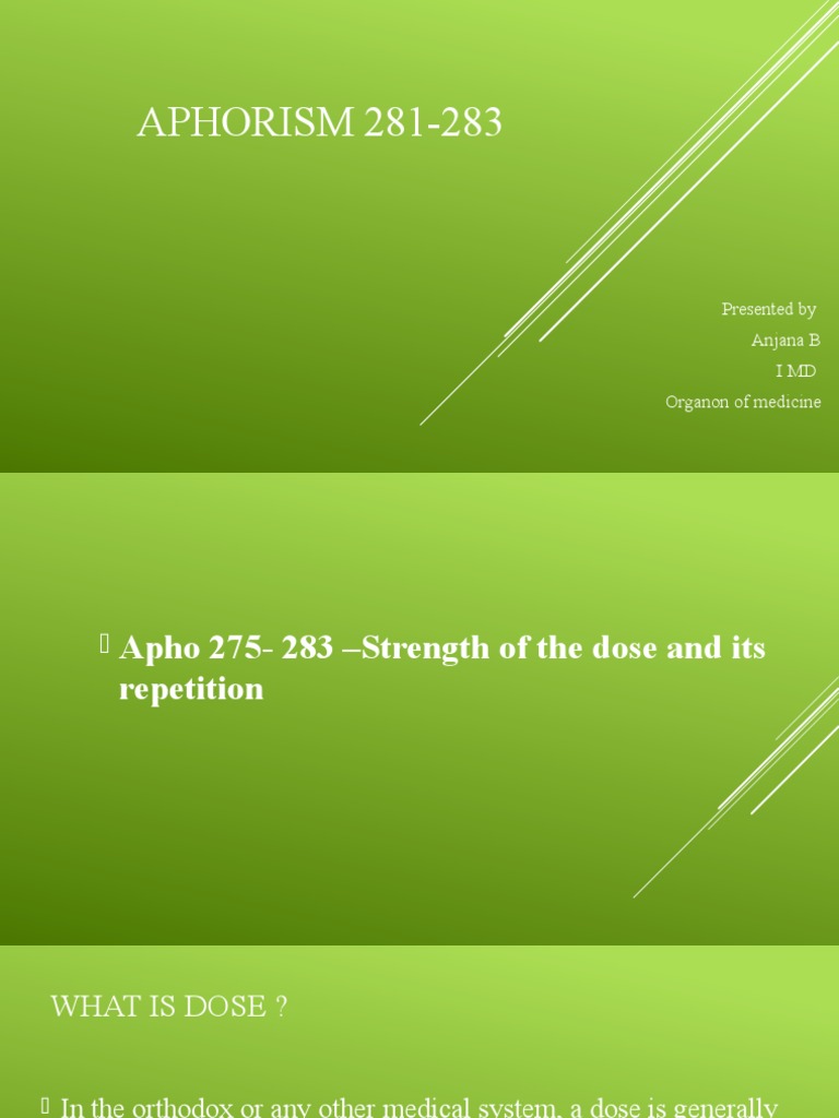Aphorism 281 283 | PDF | Homeopathy | Dose (Biochemistry)