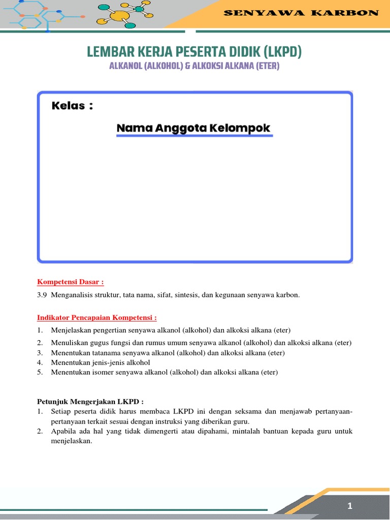 LKPD Alkohol Dan Eter | PDF