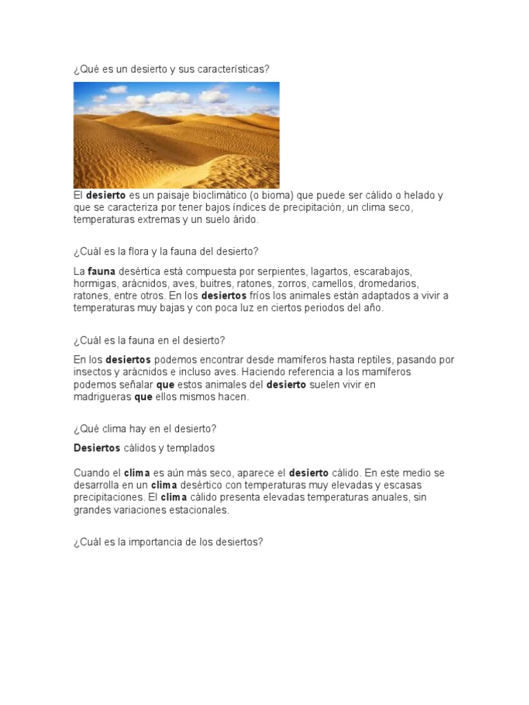 Qué Es Un Desierto y Sus Características | PDF | Desierto | Clima